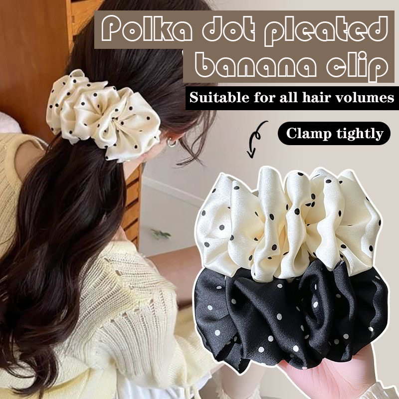 Single French touches everyday ruffled polka dot banana hair clips ...