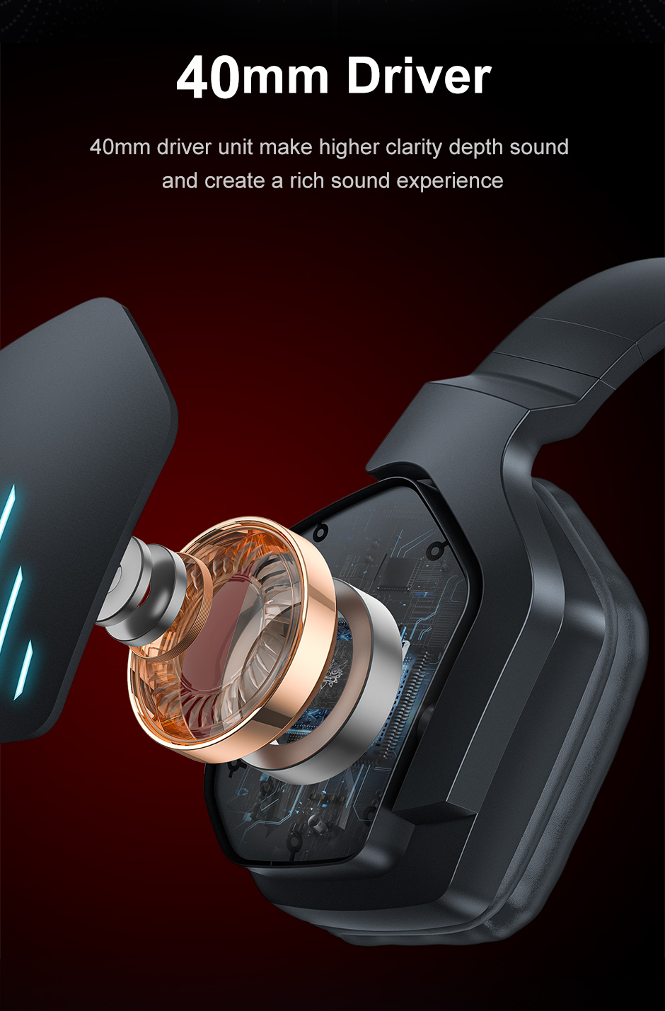 ONIKUMA B60 Wireless Gaming Headphones With LED Light Foldable ...