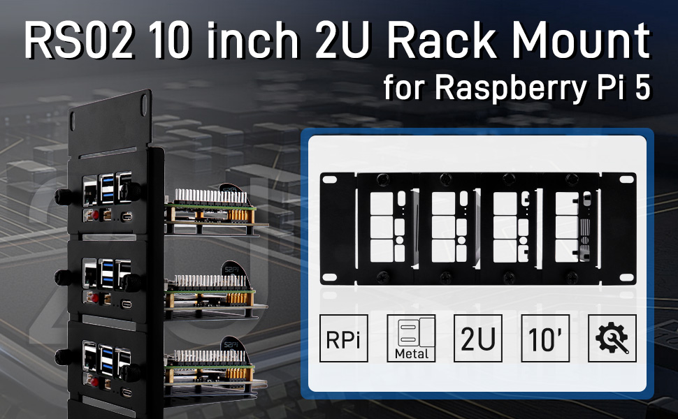 DeskPi Rackmate 10 inch 2U Rack Mount with 4 PCIE NVME Boards for ...