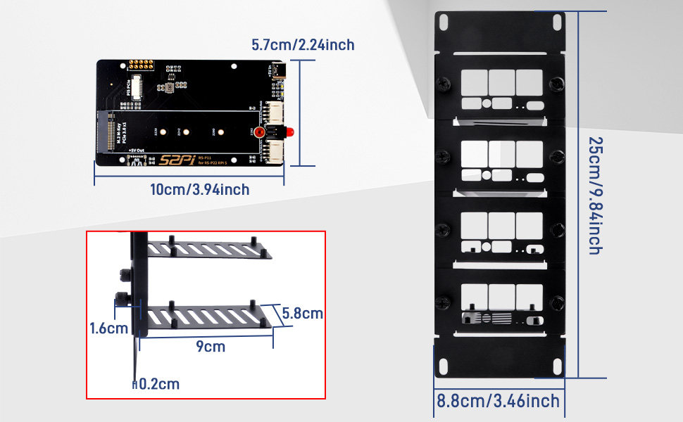 DeskPi Rackmate 10 inch 2U Rack Mount with 4 PCIE NVME Boards for ...