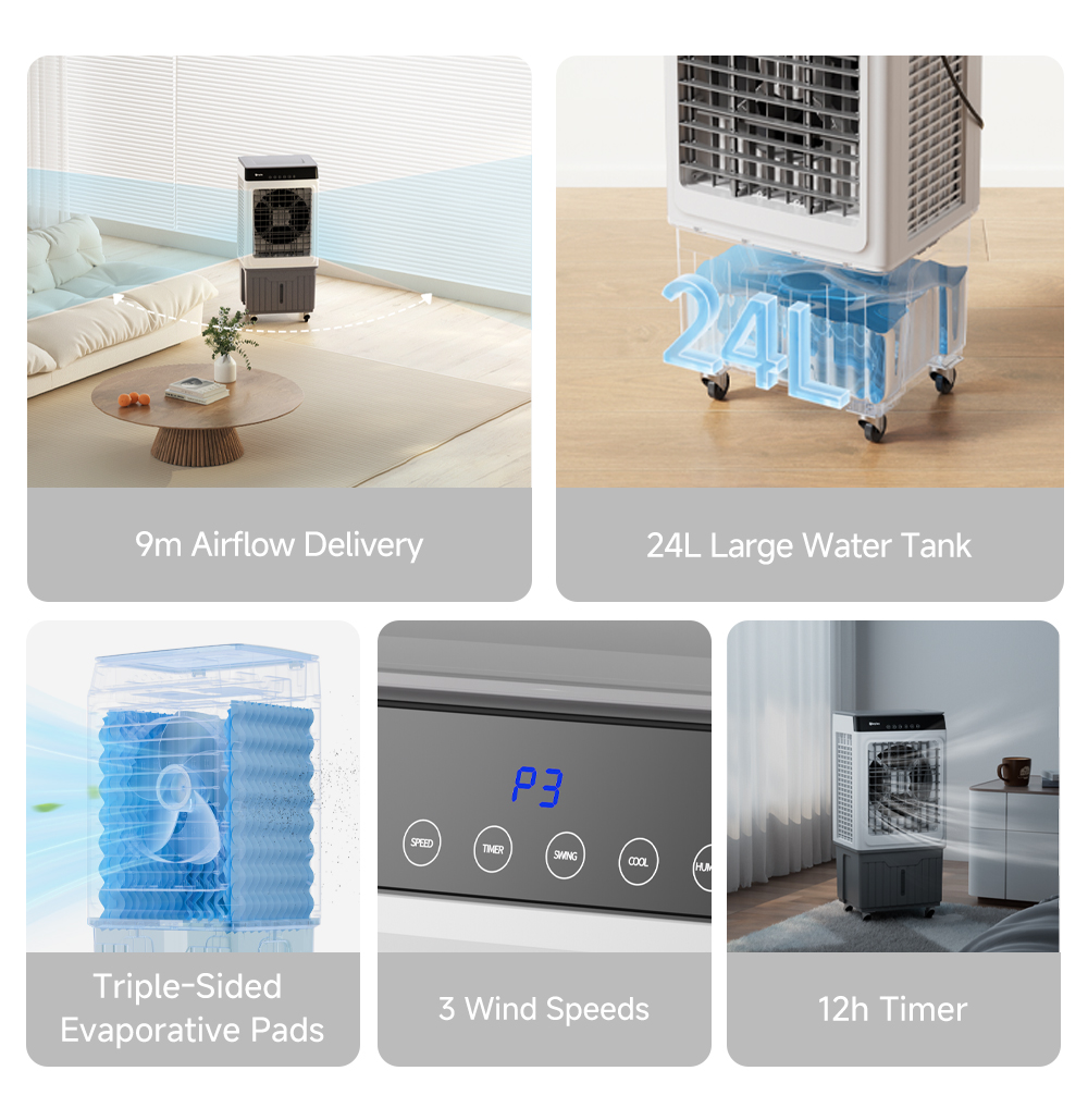 Simplus Air Cooler Fan Household Cooling Fan Remote Control 24L Water Tank | Shopee Philippines