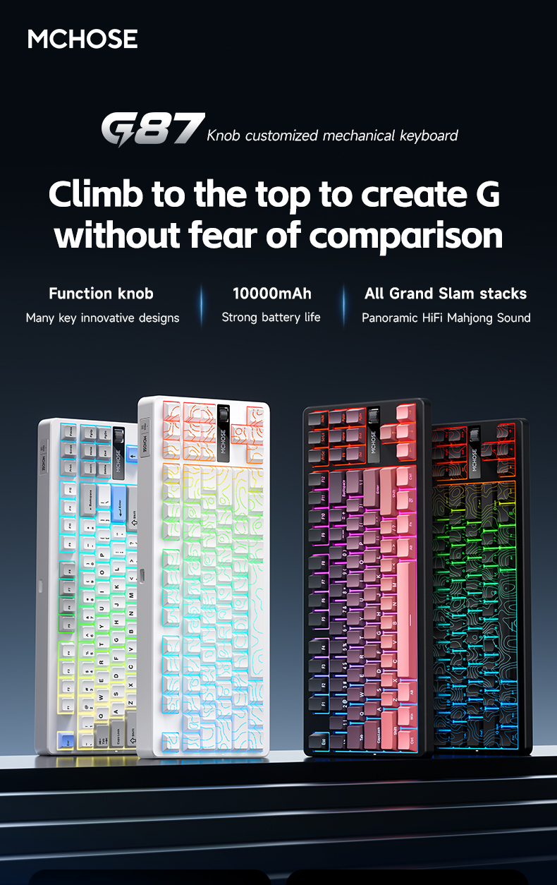 Mechanical Keyboard Mchose G87 Customized Wireless Mechanical Keyboard 3-mode Gaming Keyboard ...