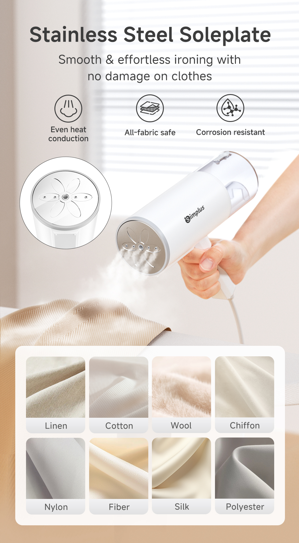 Simplus Steam Iron for Clothes Handheld Garment Steamer Foldable ...