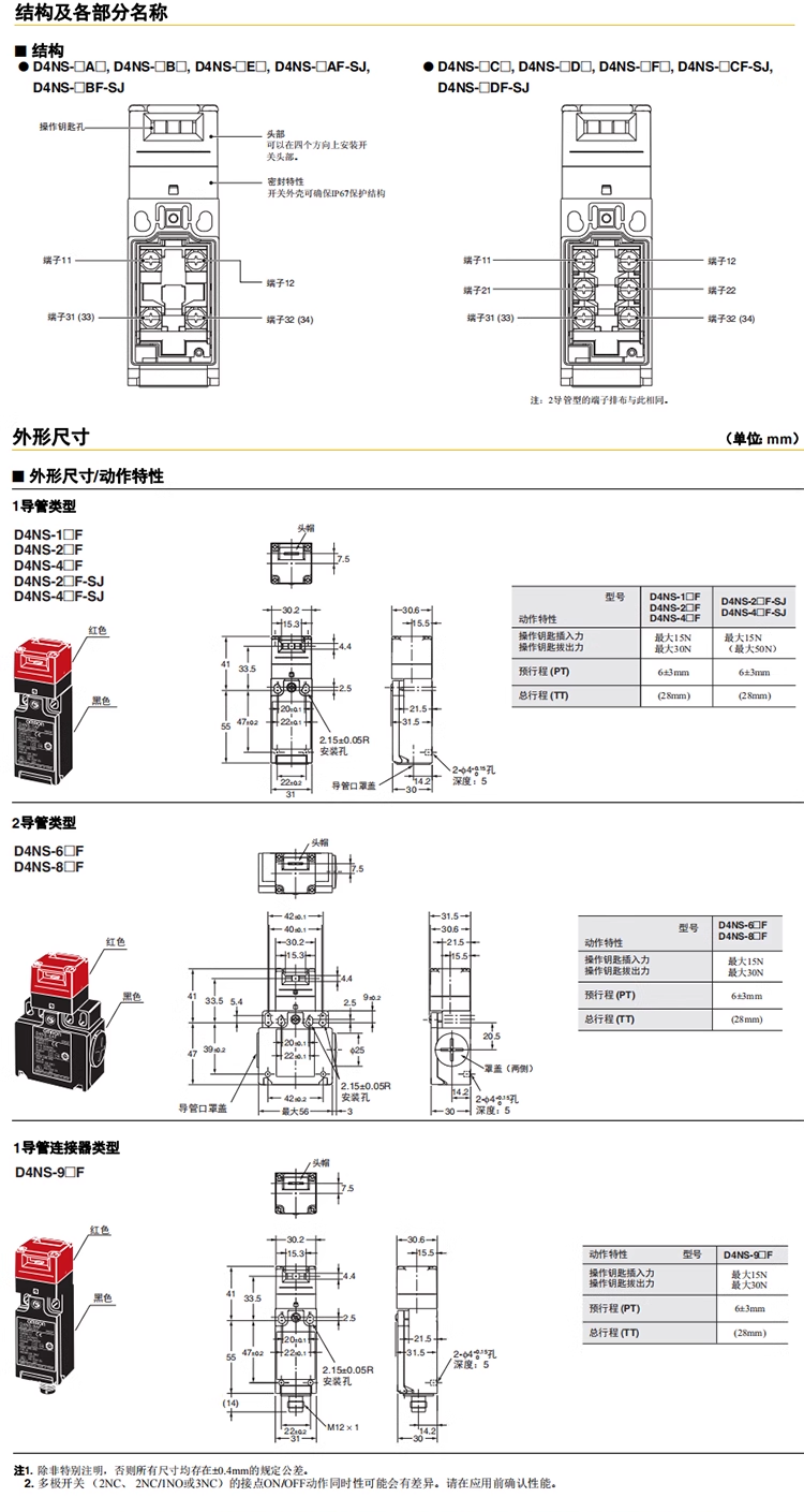 Omron Japan OMRON Safety Door Switch D4NS-1AF 2AF 4AF D4NS-1BF 4BF ...