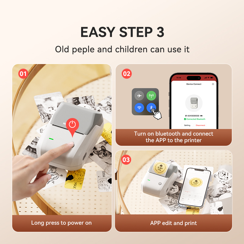 Niimbot B1 Label Printer Portable Bluetooth Smart Label Inkless Label ...
