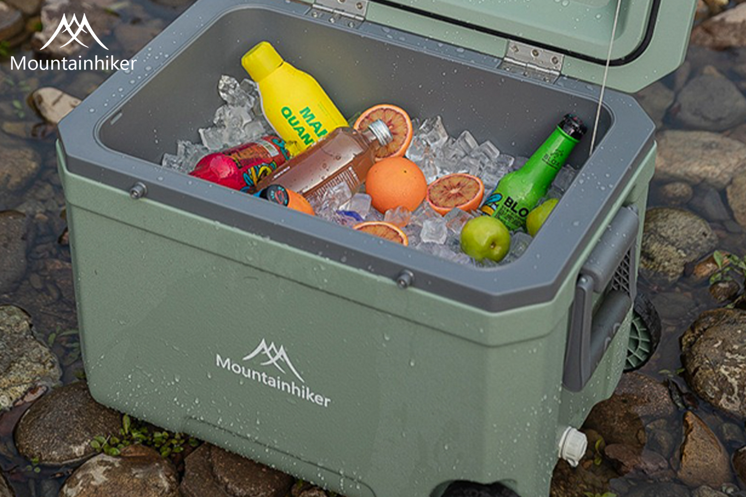 45L Camping Cooler Box with Wheel Trolley Large Ice Box Outdoor Fishing ...