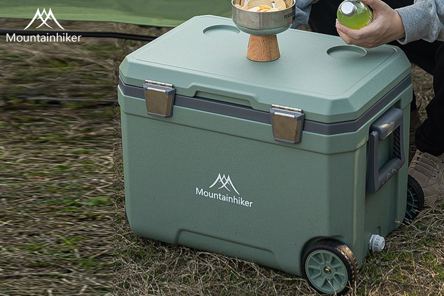 45L Camping Cooler Box with Wheel Trolley Large Ice Box Outdoor Fishing ...