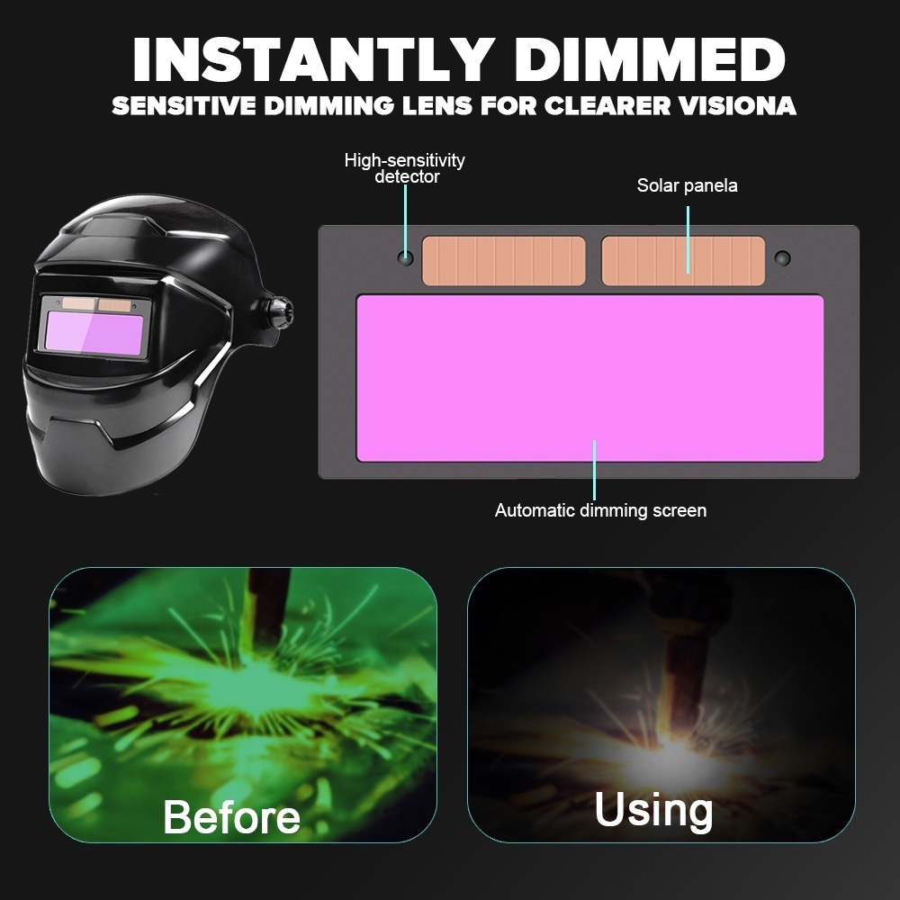 Auto Darkening Welding Mask With Light Adjustable Welding Helmet Resist ...