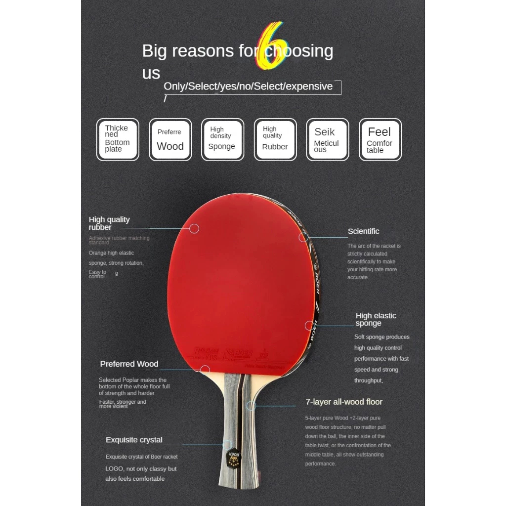 Table Tennis Racket Original Pingpong Racket Racket Long Handle Handle ...