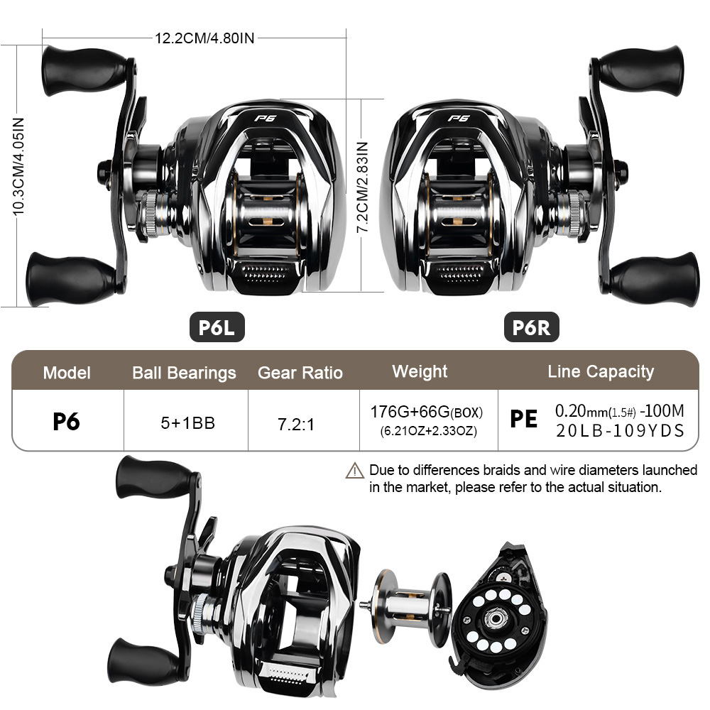 PROBEROS Baitcaster Reels - UV electroplating process, 7.2:1 Gear Ratio ...