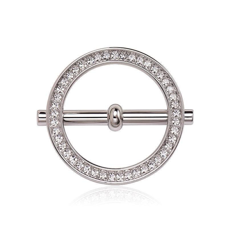 Elegant 90cm Imitation Silk Square Scarf with Alloy Pearl Buckle ...