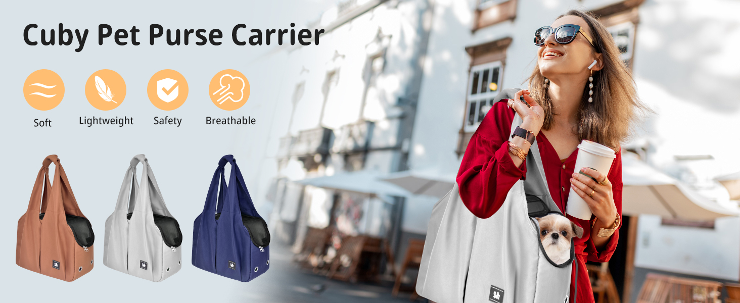 CUBY Dog Pet Carrier Leather Bag for Small Cats Puppy, Portable Tote ...