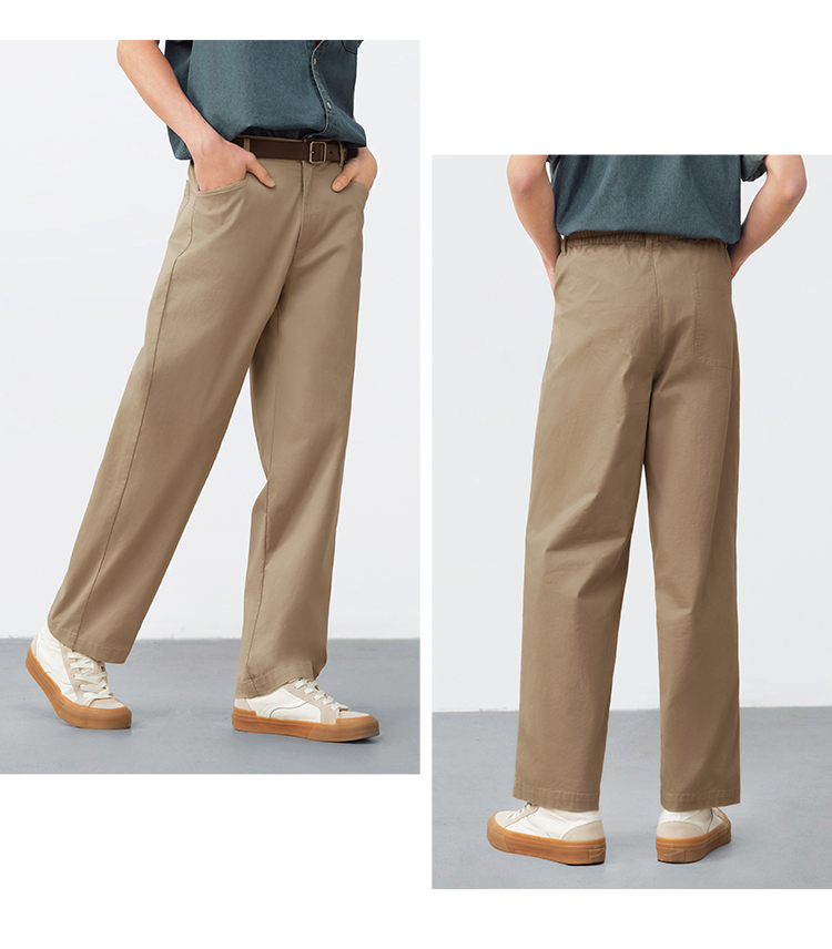 Semir Thin Fleece Black Straight Pants Men 2025 Summer New Solid Pants ...