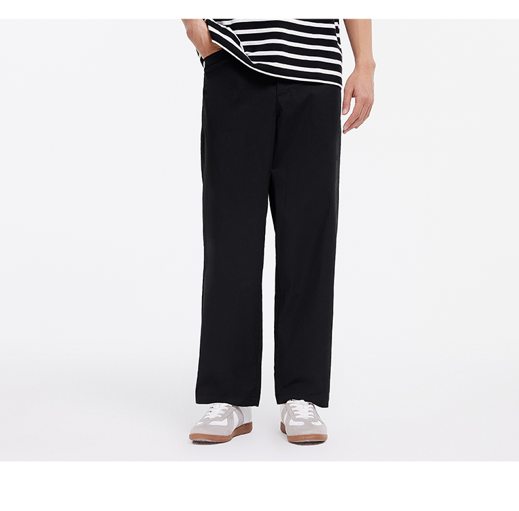 Semir Thin Fleece Black Straight Pants Men 2025 Summer New Solid Pants ...