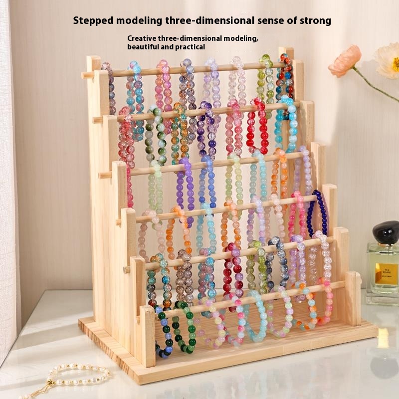 Solid Wood Organizer Rack String Bracelet Display Rack Stall Ribbon ...