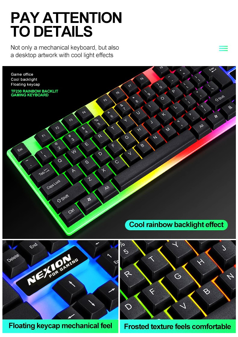 Nexion 3 In 1 Gaming Keyboard Mouse Set Backlight Rainbow Button ...