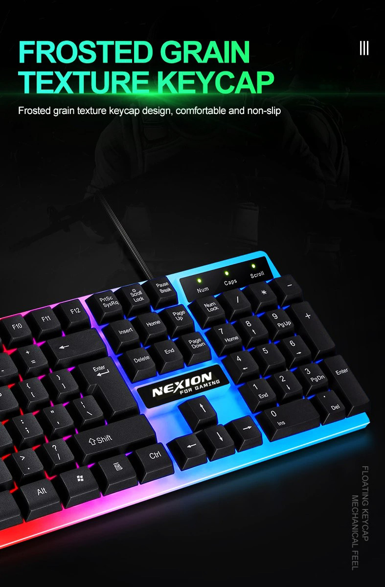 Nexion 3 In 1 Gaming Keyboard Mouse Set Backlight Rainbow Button ...