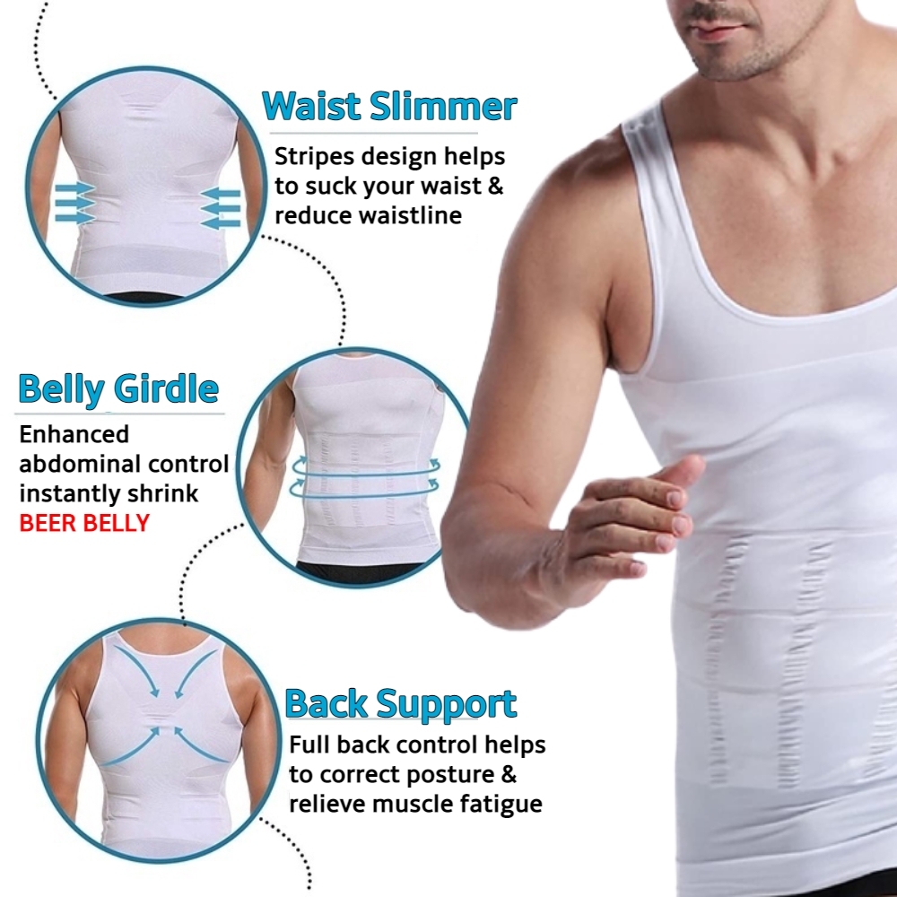 Men‘s Slimming Vest Body Shaper Compression Singlet Elastic Shapewear ...