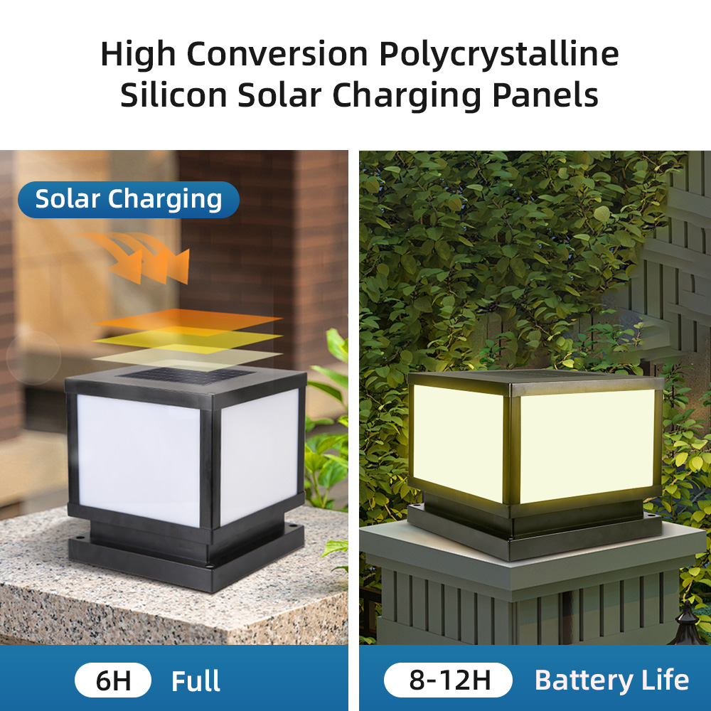 4 Colors Solar Post Light Outdoor Garden Lamp Waterproof Gate Lights ...