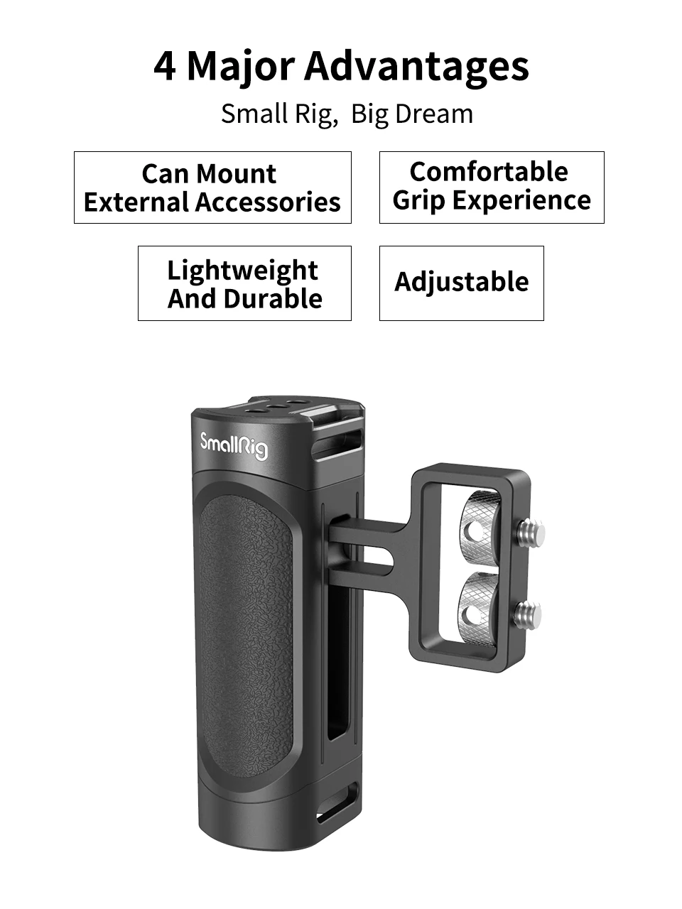 SmallRig Mini Camera Side Handle Handgrip with Two 1/4”-20 Screws Mount for Mirrorless/ Digital ...