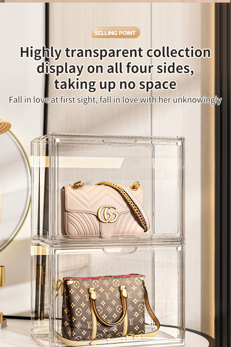 Full Acrylic Big Display Box magnetic fully transparent Bag Storage ...