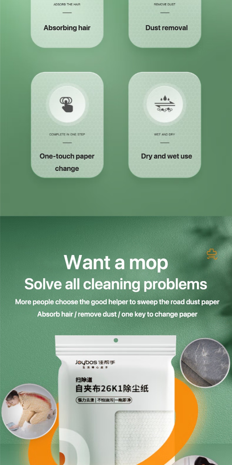 Joybos Disposable electrostatic dust removal Paper mop Flat Mop Paper ...