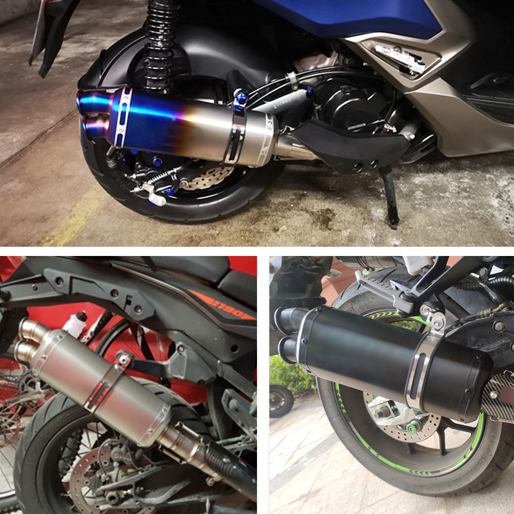 Universal Motorcycle Double Outlet Hole Exhaust S9 Modified Escape Pipe ...
