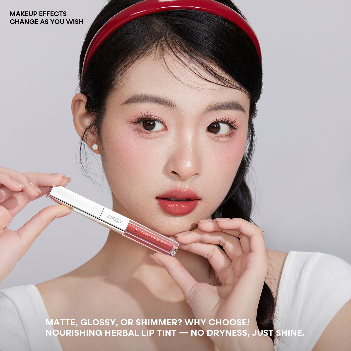 JMCY Lip Gloss Moisturizing Lipstick 48 Hours Waterproof Double Effect ...