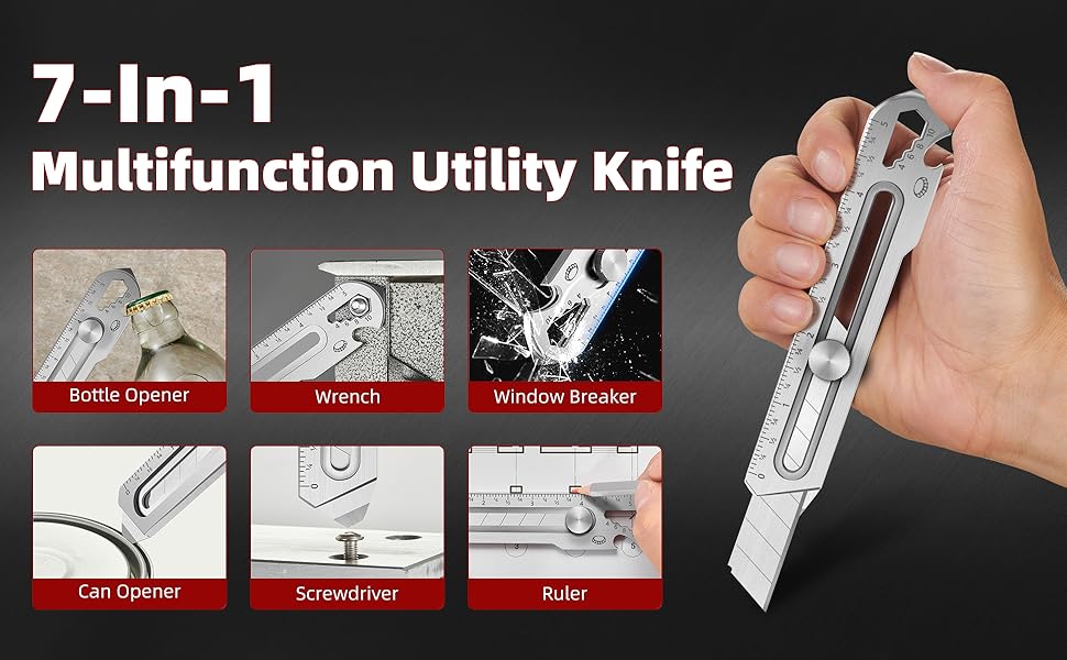 7-In-1 Mutipurpose Utility Knife,Cutter Blade Heavy Duty Stainless ...