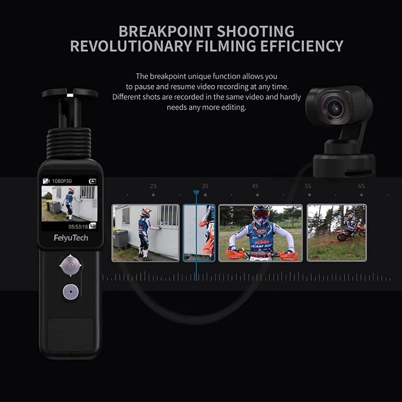 FeiyuTech Pocket 3 Cordless Detachable 3-Axis Stabilizer Gimbal Camera ...