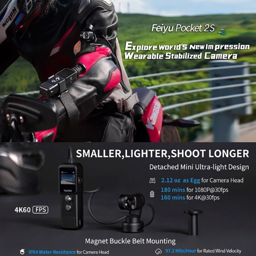 FeiyuTech Pocket 3 Cordless Detachable 3-Axis Stabilizer Gimbal Camera ...