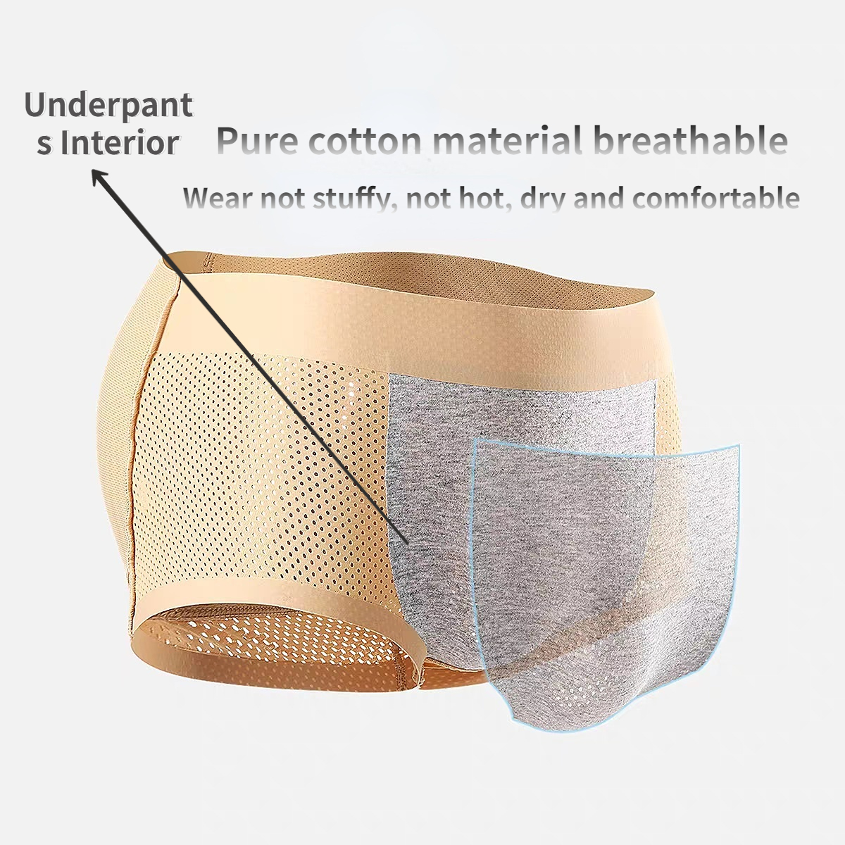 Men Boxer Underwear Pad Padded Boxer Shorts Butt Lifter Padding Butt ...