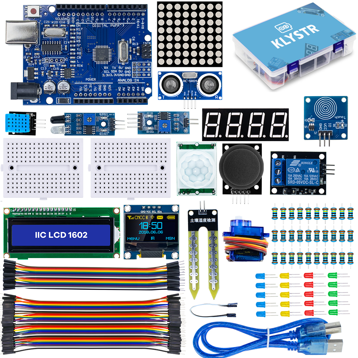 Klystr Sensor Module Starter Kit For Arduino Uno Set R3 096 Oled 1602 Lcd Display With