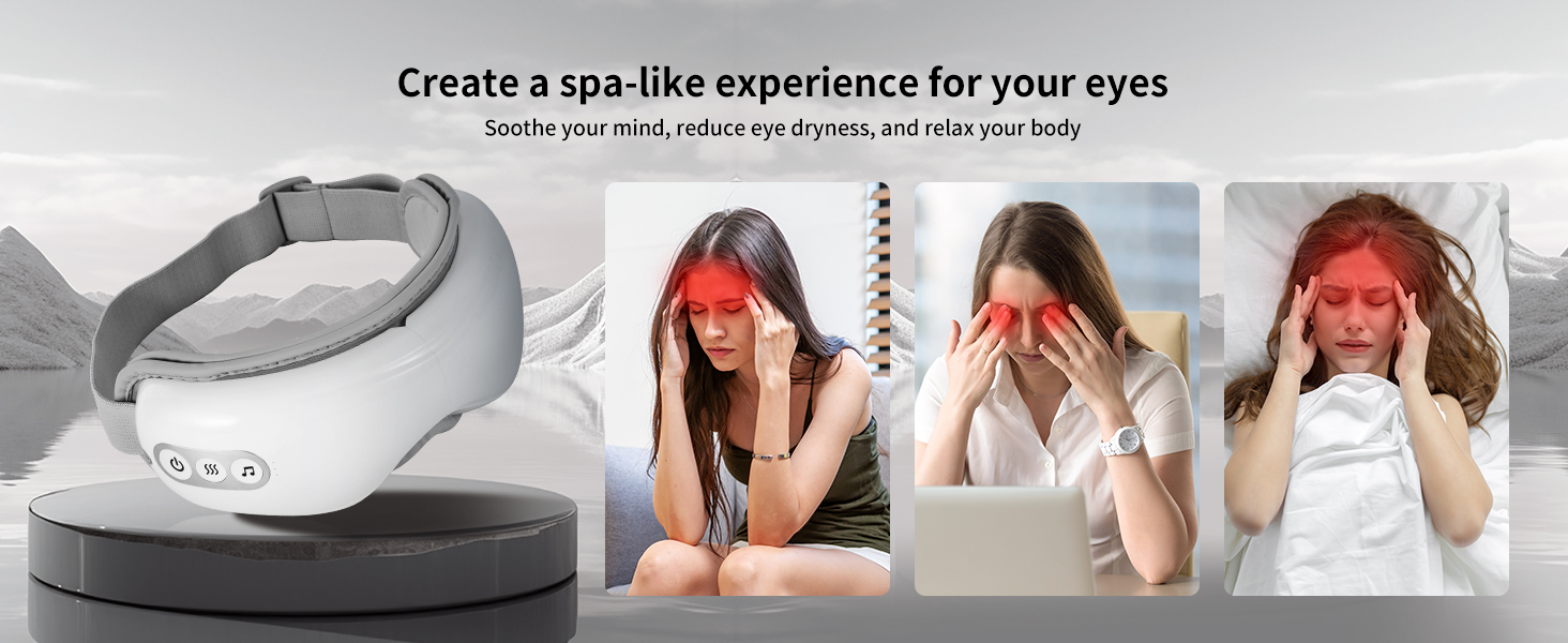 Eye Massager with Heat, Heated Eye Massager for Migraines with ...