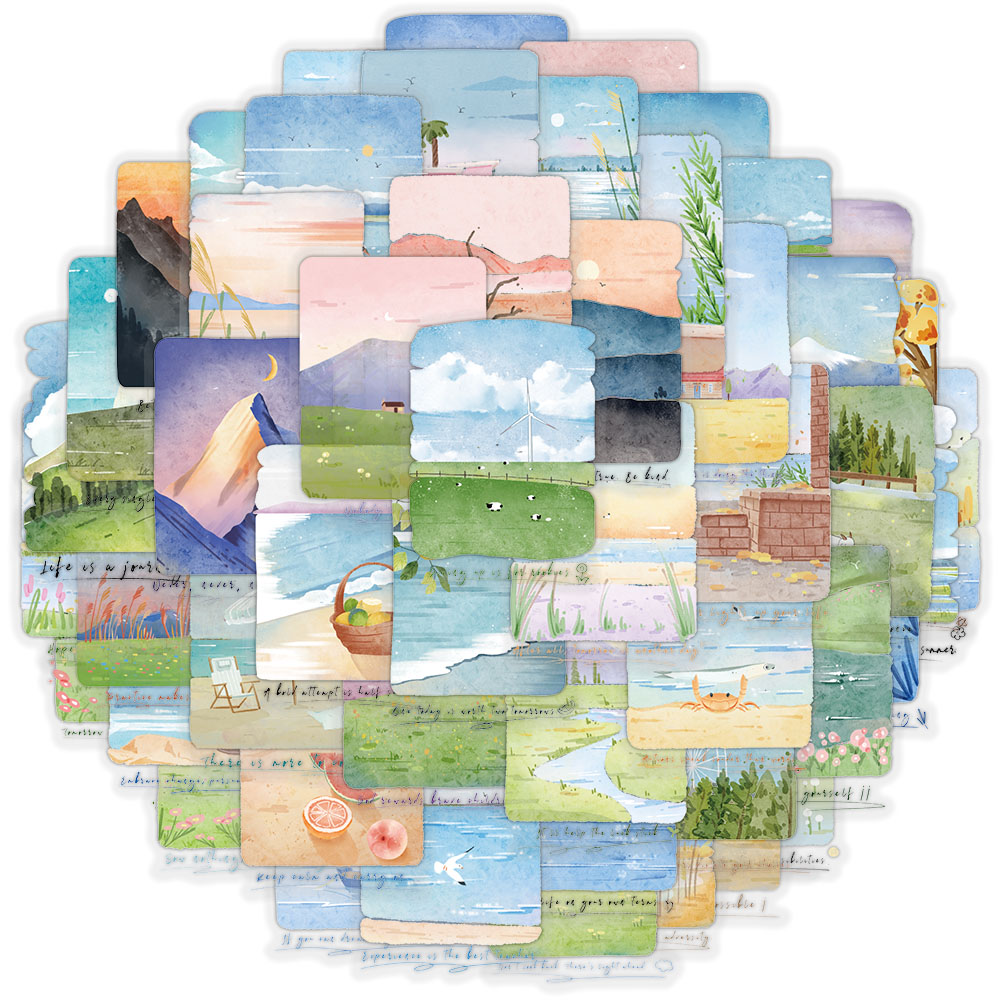 [Large Sticker]50pcs Anime Mountain and Sea Landscape Stickers for ...
