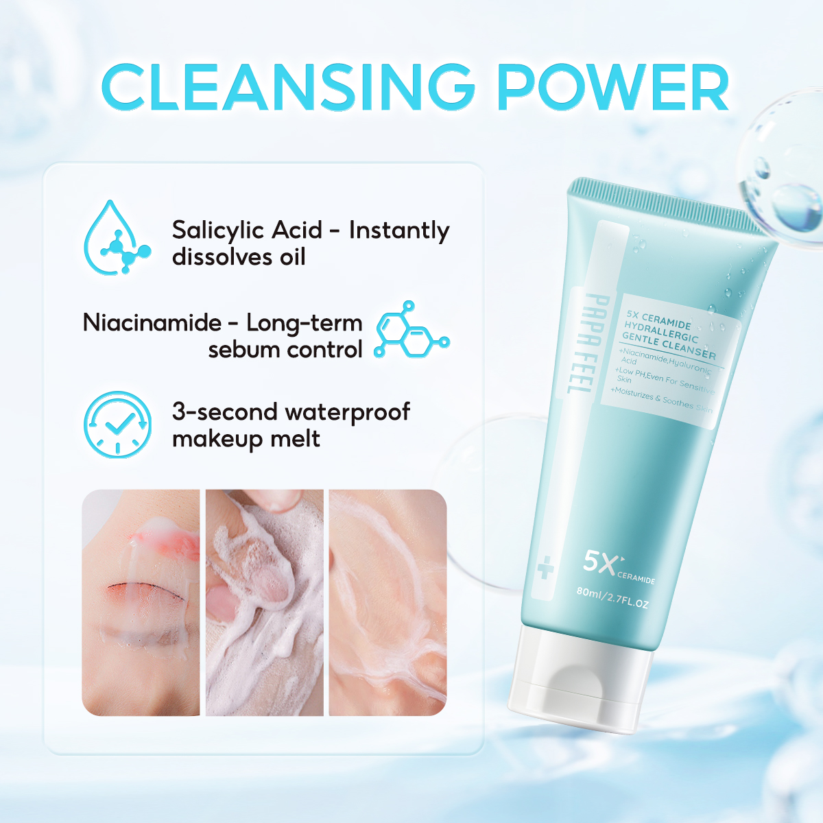 PAPA FEEL 5X Ceramide Facial Wash Skin Care 80g | Oil Control | Deep ...