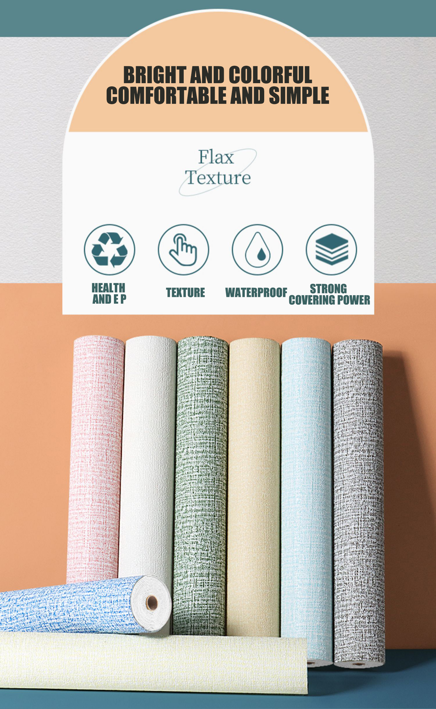50CMx2.8M 3D LINEN Wallpaper self adhesive Water resistant Wall sticker ...