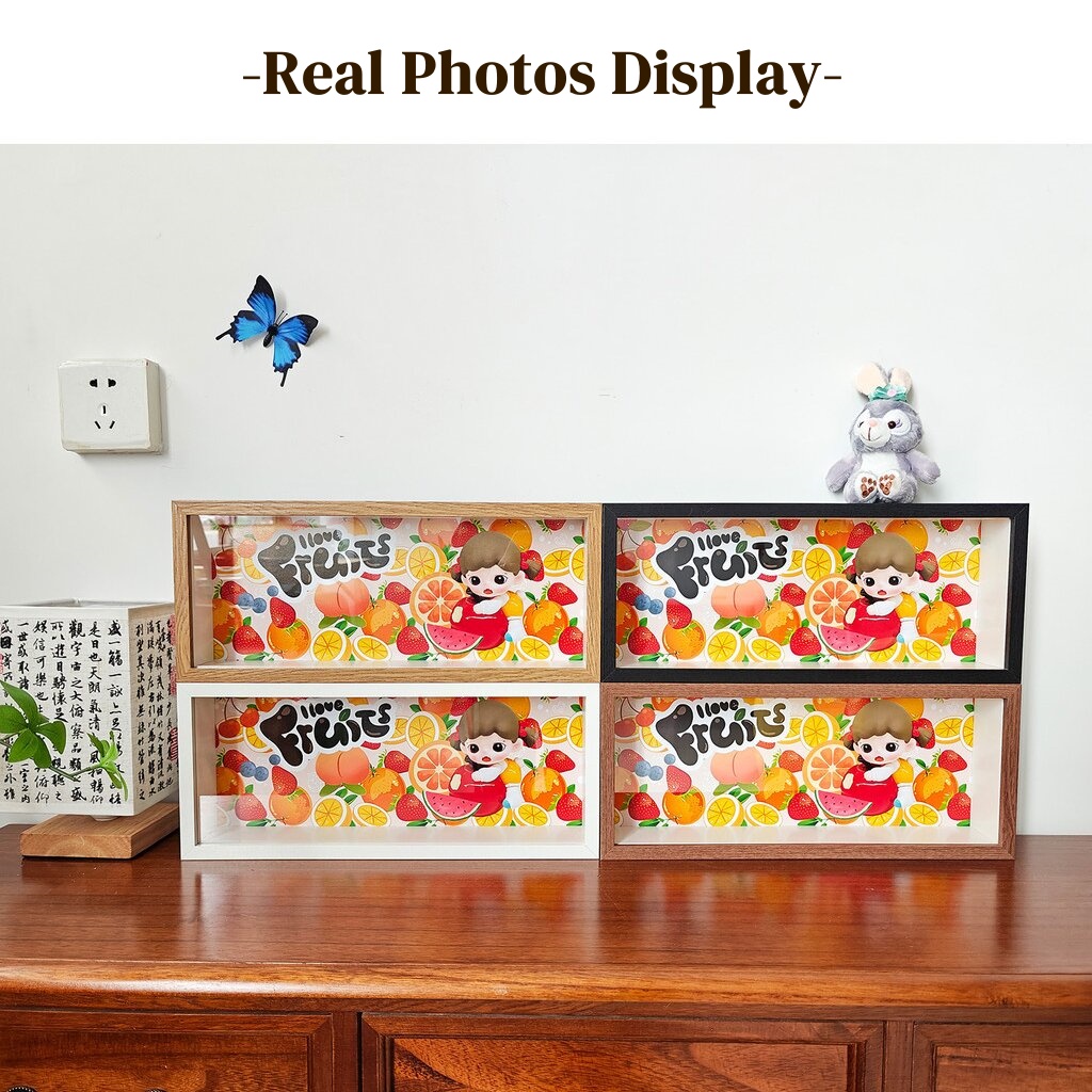 Wooden Acrylic Display Photo Frame DIY Case Popmart Toy Organizer Blind ...