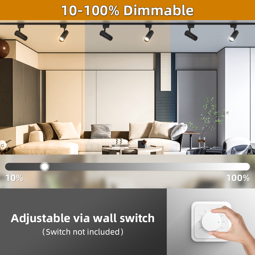 Dimmable Track Light 3 color COB Ceiling Spotlight Set 20W LED Rail ...
