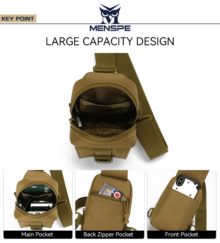 MENSPE Men Mini Chest Bag Men Outdoor Hiking Bag Waterproof Phone Bag ...