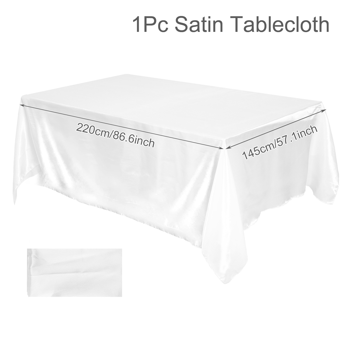 220*145cm Satin Table Cloth For 6 Seater Rectangular Solid Color Table ...