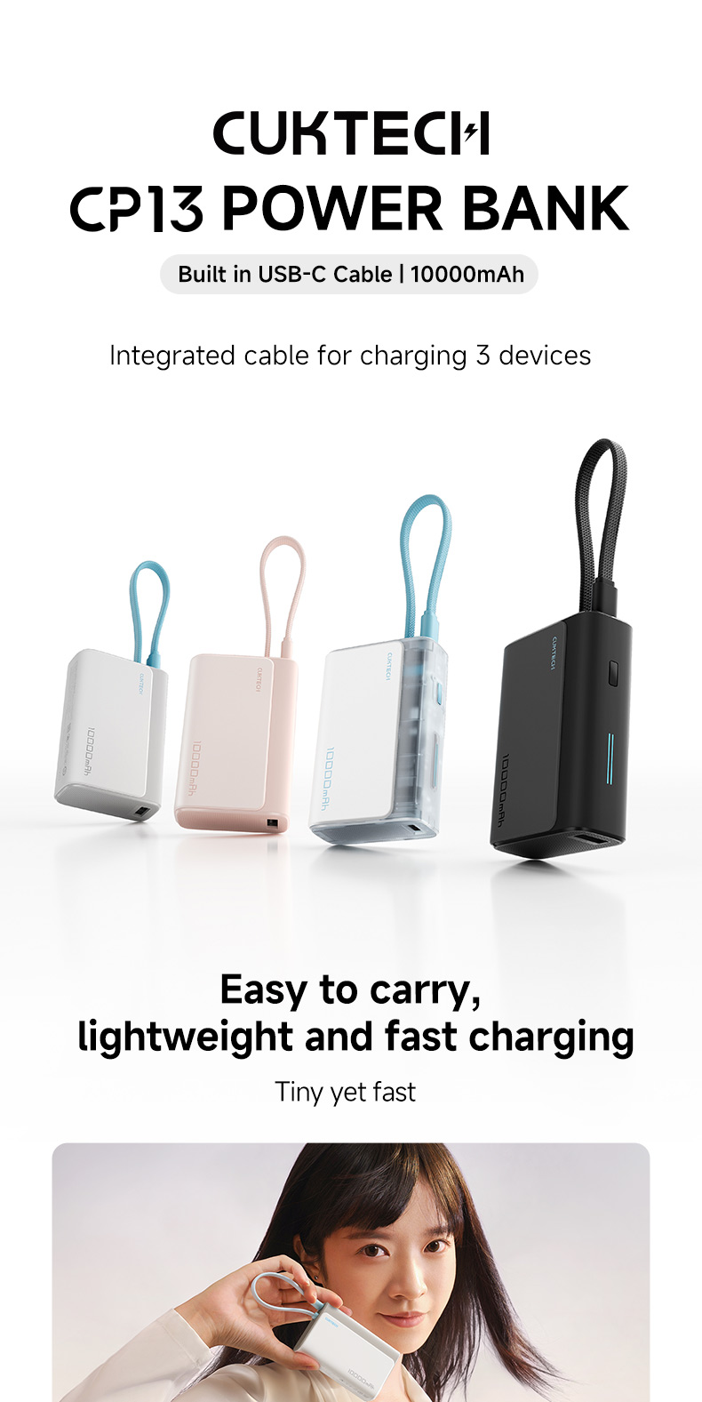 【CCC Certified】CUKTECH 10000mAh Mini Powerbank 30W Max Fast Charging ...