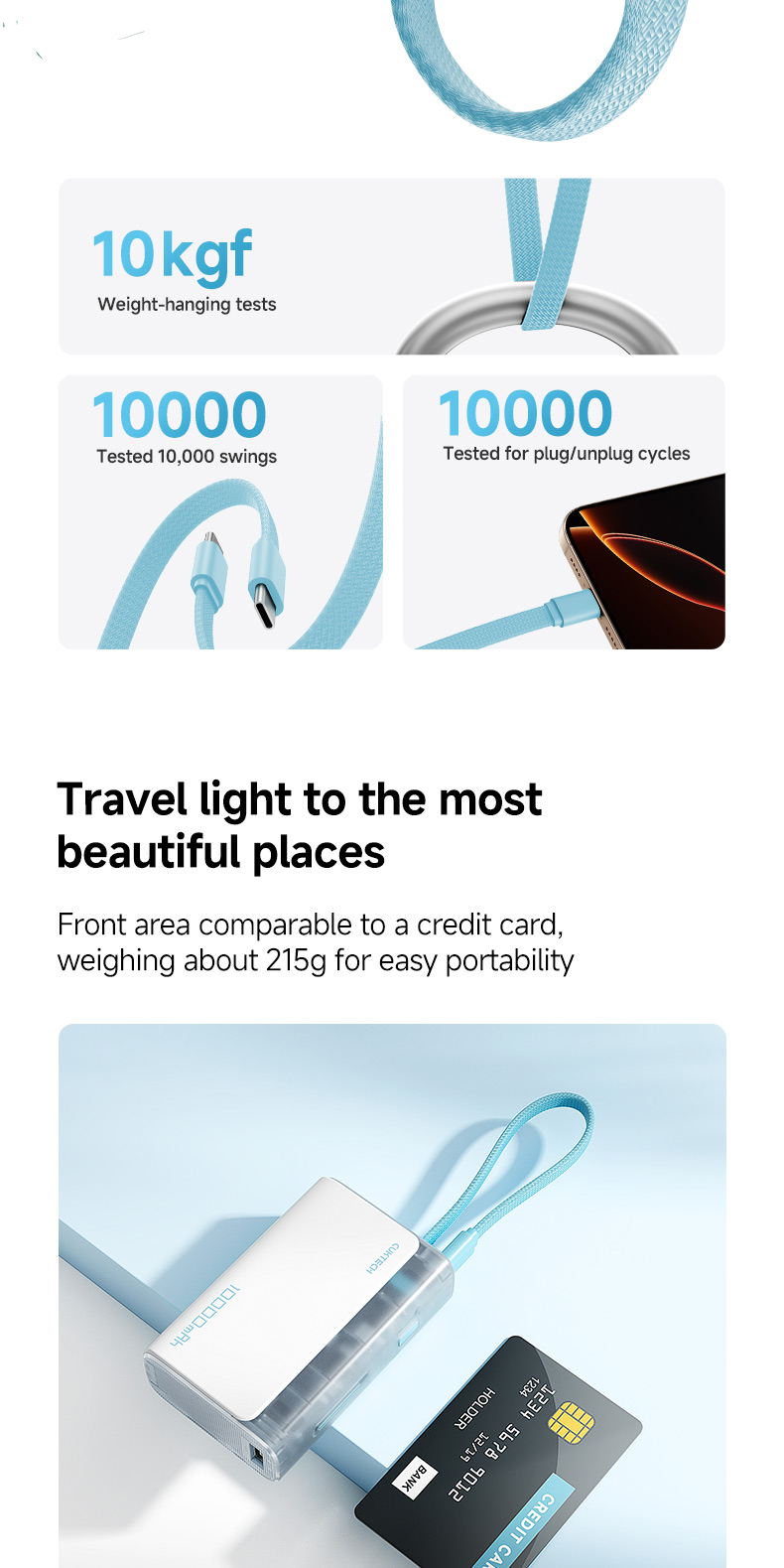 [CCC Certified] CUKTECH Mini Powerbank 10000mAh with Built-in USB-C ...