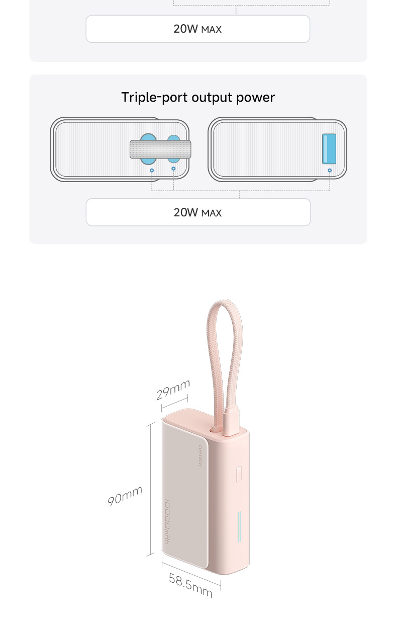 [CCC Certified] CUKTECH Mini Powerbank 10000mAh with Built-in USB-C ...