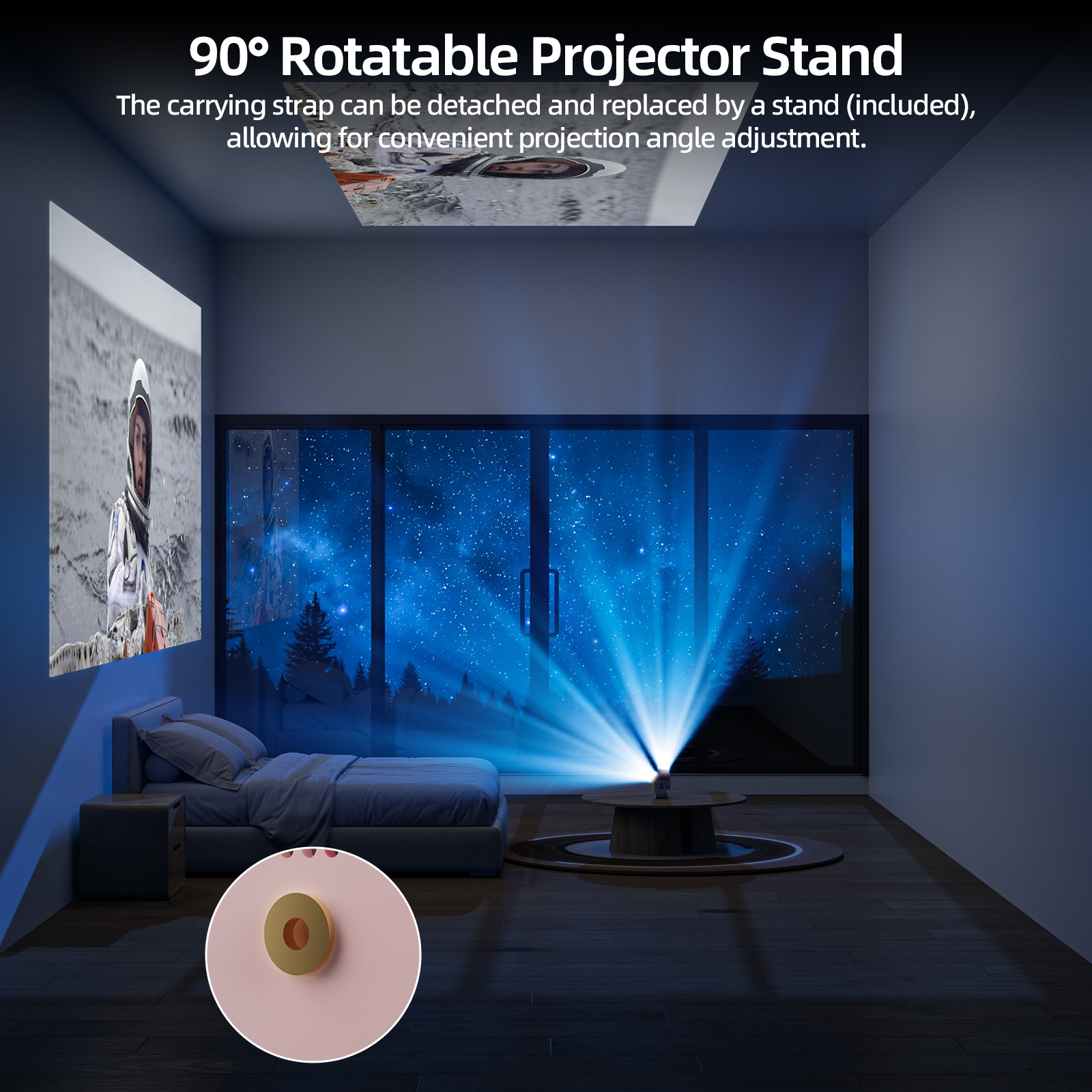 GOOJODOQ Projector for Phone With Bluetooth Mini Portable 4K 720P ...