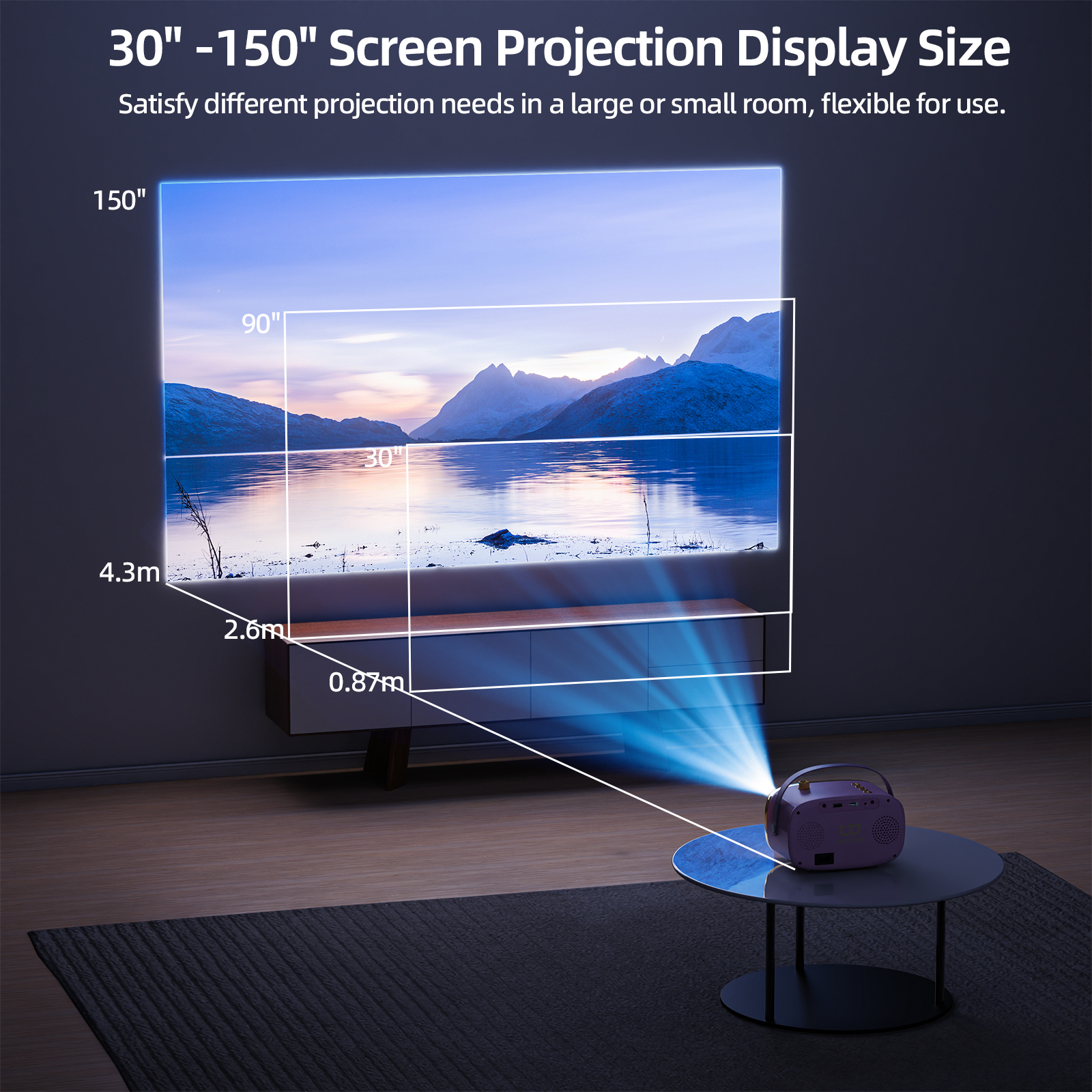 GOOJODOQ Projector for Phone With Bluetooth Mini Portable 4K 720P ...