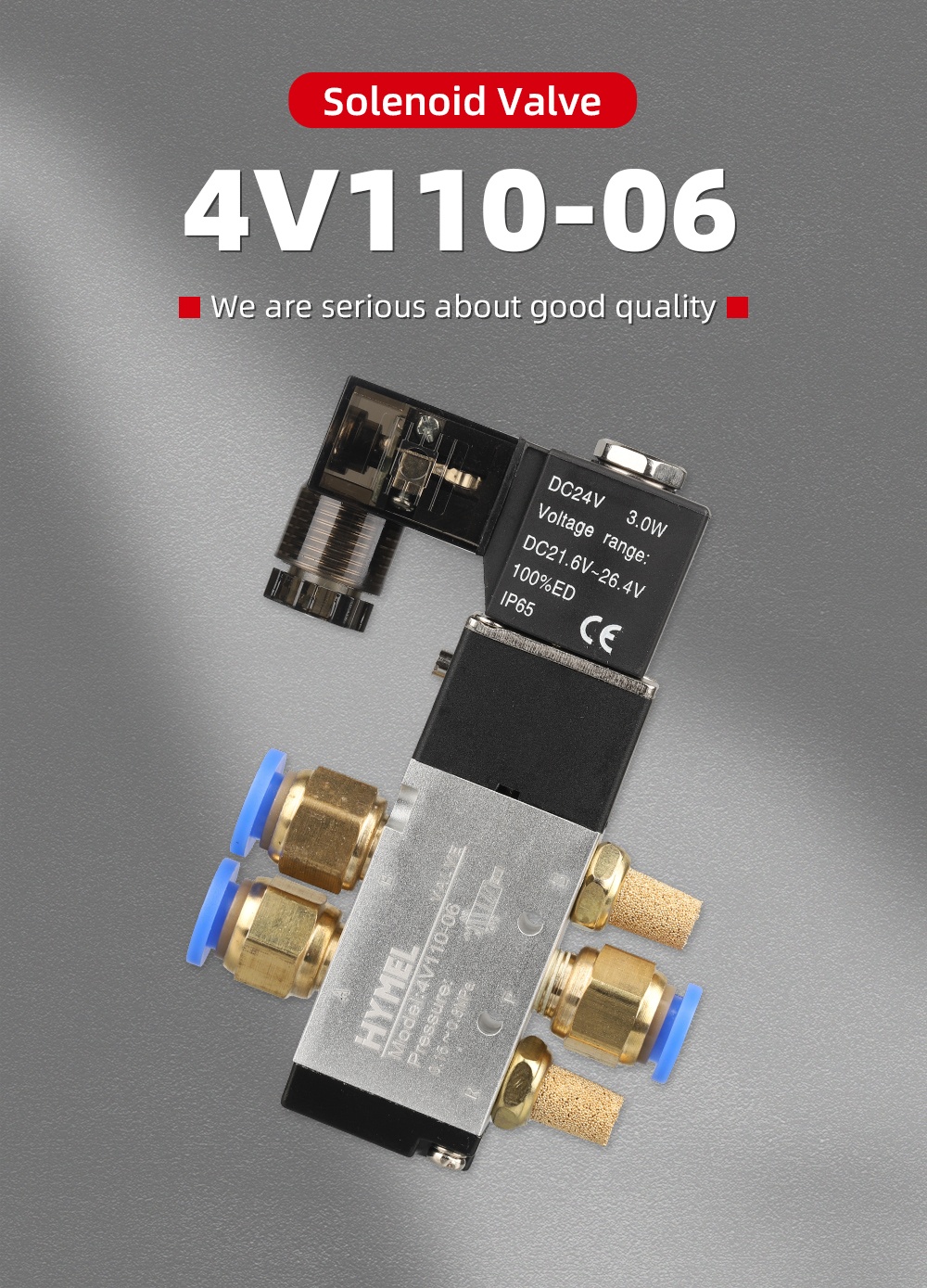 4V110-06 1/8 Inch Pneumatic Solenoid Valve 5 Way Port 2 Position Gas Air Electric Magnetic ...