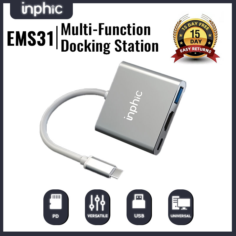 INPHIC 3 in 1 USB-C Multiport Adapter USB-C to HDMI 4K@30Hz PD Charging ...