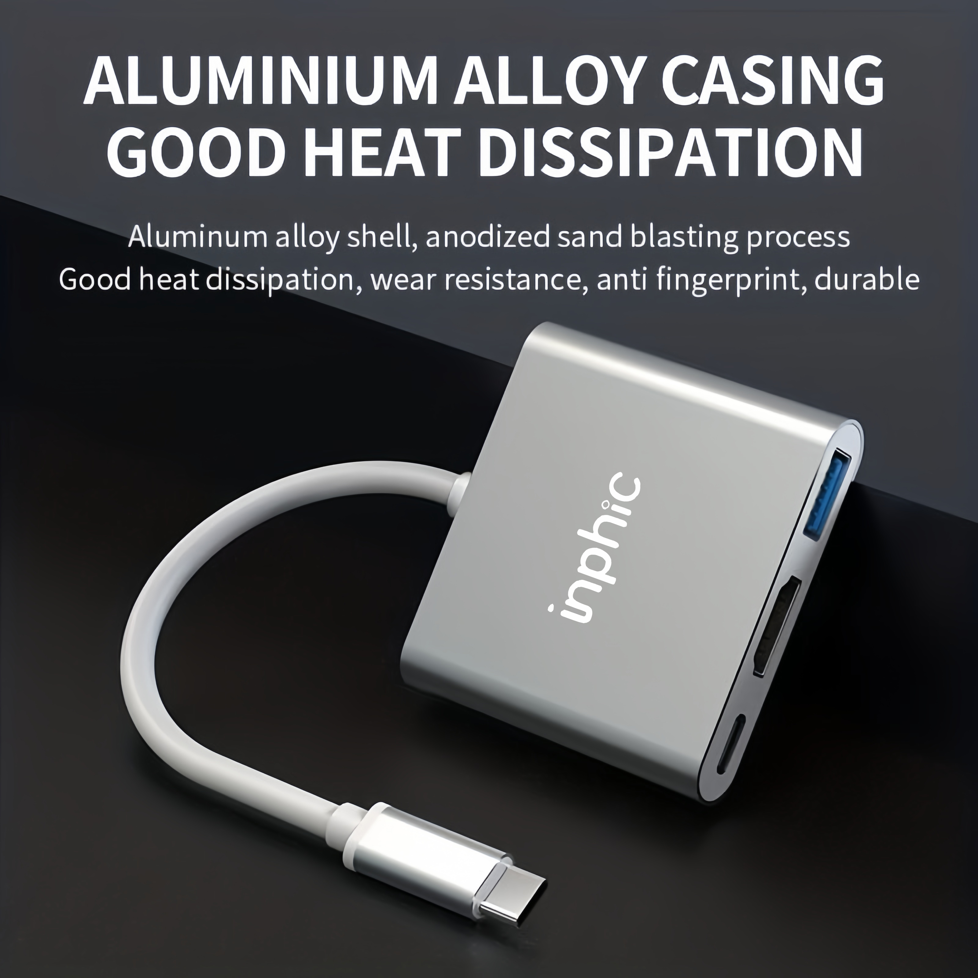 INPHIC 3 in 1 USB-C Multiport Adapter USB-C to HDMI 4K@30Hz PD Charging ...