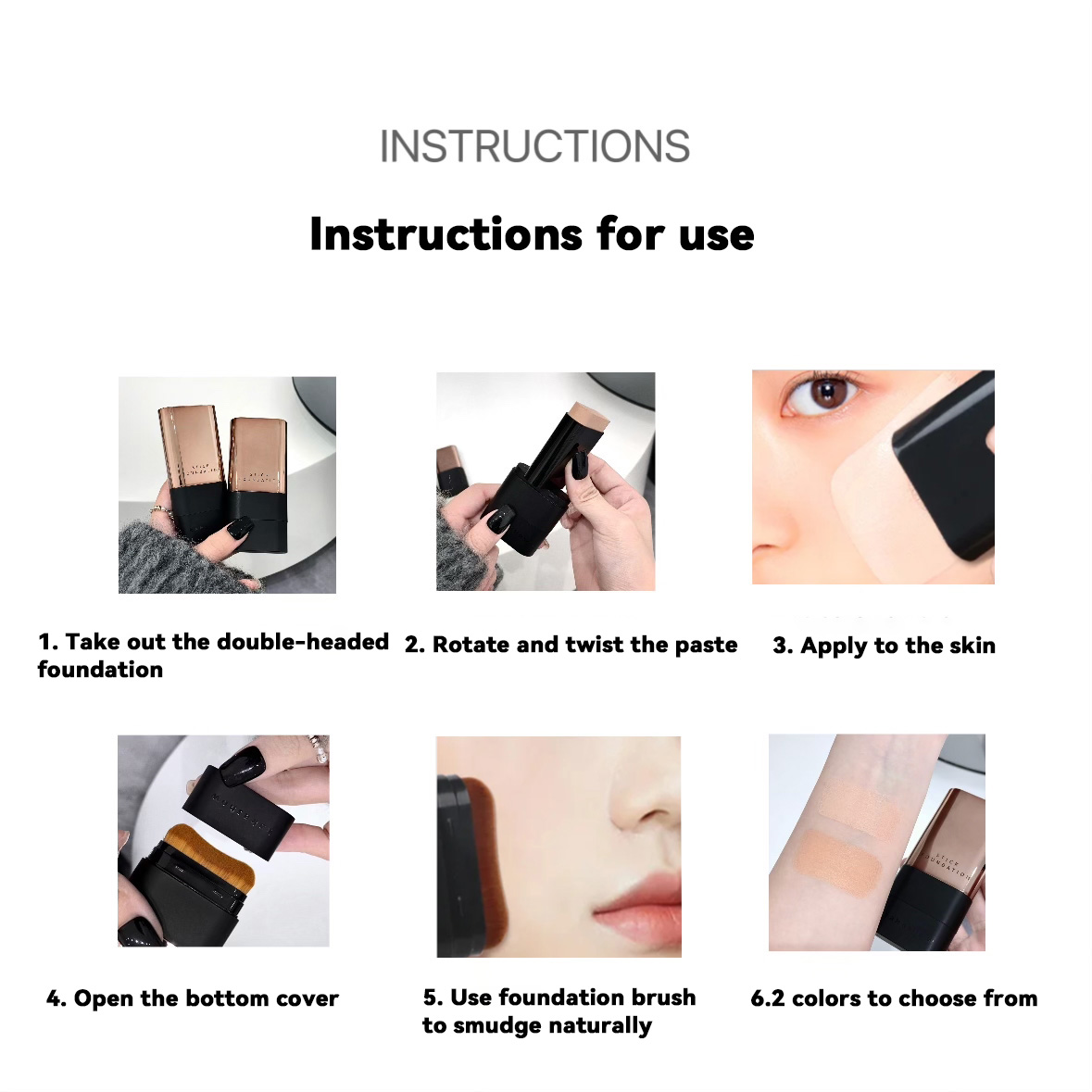 Kakashow Flawless water-light skin double-head foundation stick ...